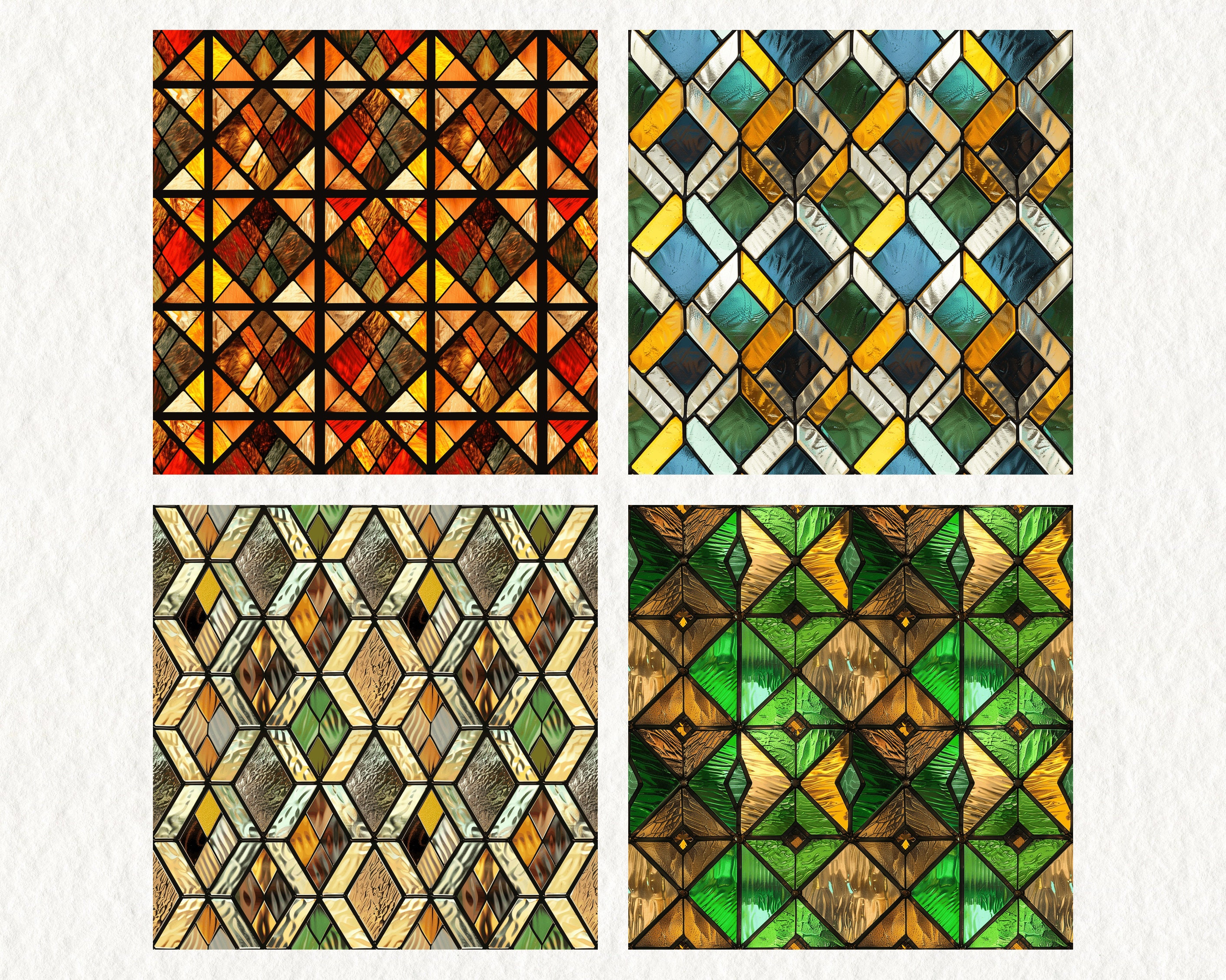 Vintage Stained Glass Pattern Seamless Digital Papers Scrapbook Paper ...