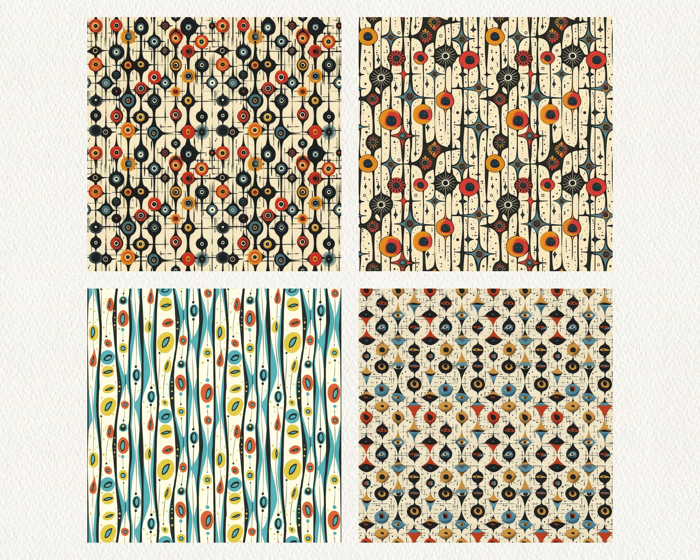 Pop Art Googie Pattern Seamless Digital Papers - Printable Scrapbook ...