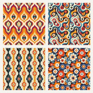 1970s Hippy Pattern Seamless Digital Papers - Printable Scrapbook Paper ...