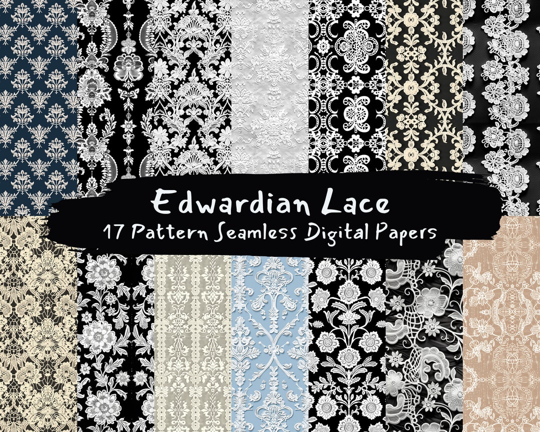 Edwardian Lace Pattern Seamless Digital Papers - Printable Scrapbook ...