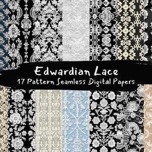 Edwardian Lace Pattern Seamless Digital Papers - Printable Scrapbook ...