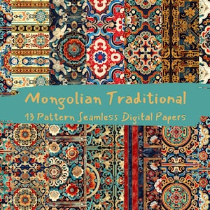 Mongolian Traditional Pattern Seamless Digital Papers - Printable ...