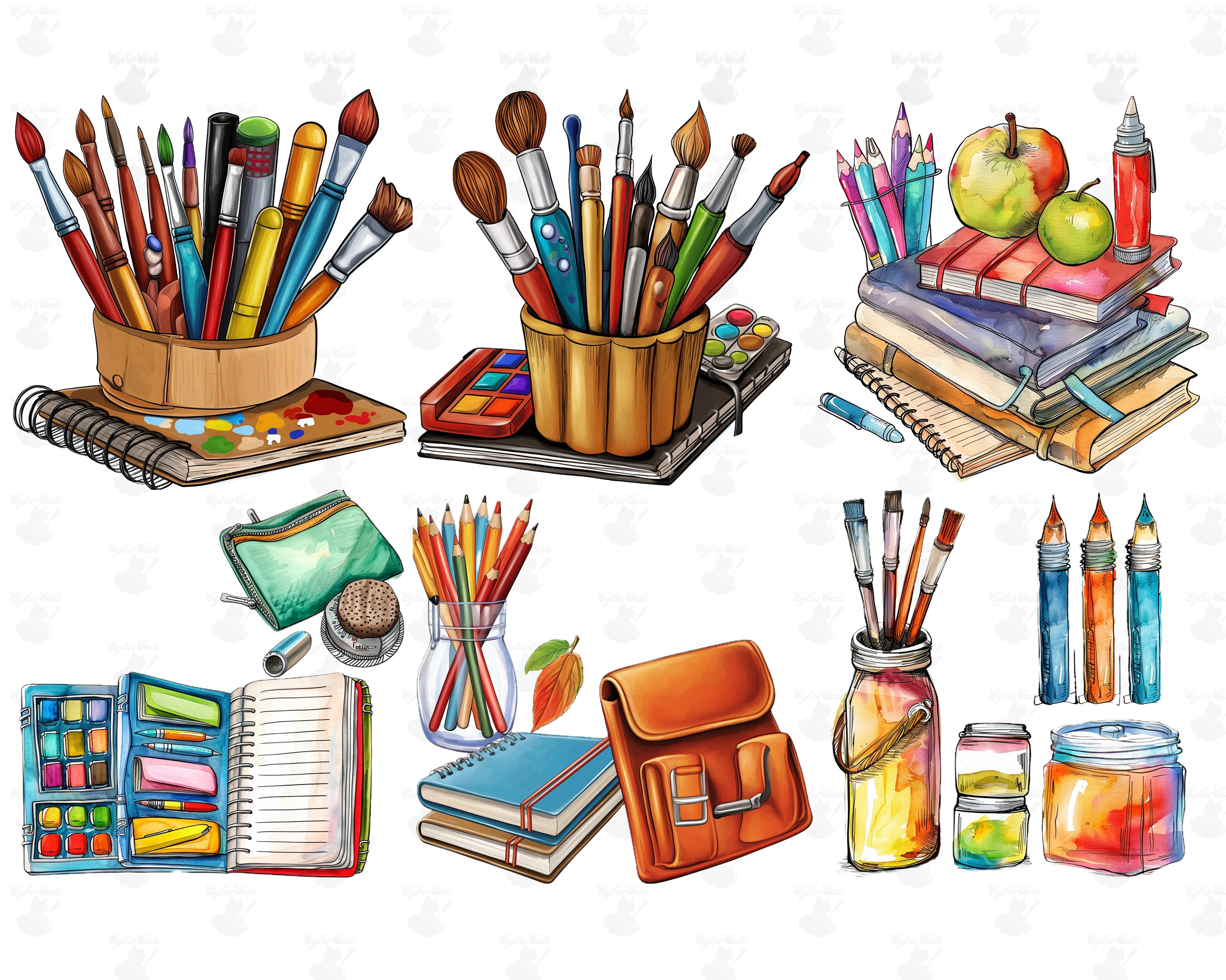 School Supplies Printable Clipart, Png Format, Transparent Background ...