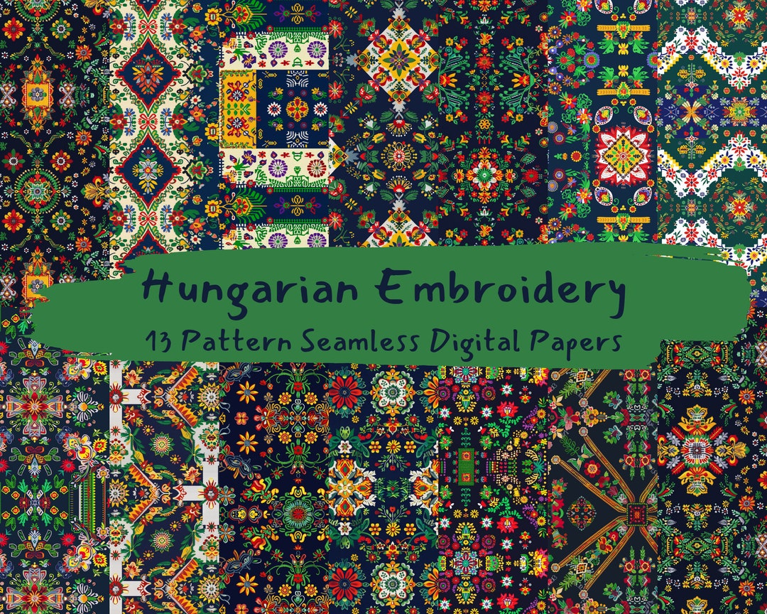Hungarian Embroidery Pattern Seamless Digital Papers - Printable ...