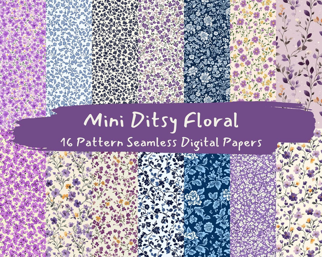Mini Ditsy Floral Pattern Seamless Digital Papers - Printable Scrapbook ...