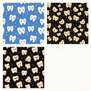 Cute Tooth Pattern Seamless Digital Papers - Printable Scrapbook Paper ...