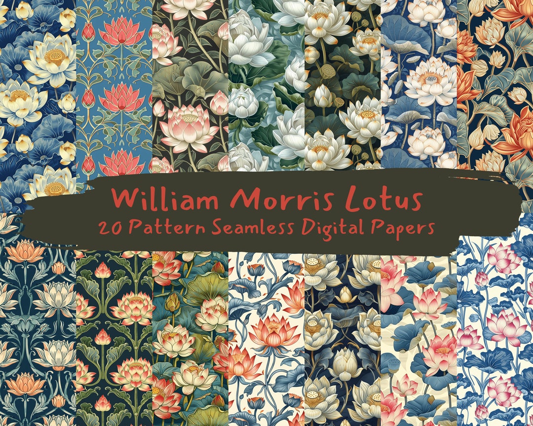 William Morris Lotus Pattern Seamless Digital Papers - Printable ...