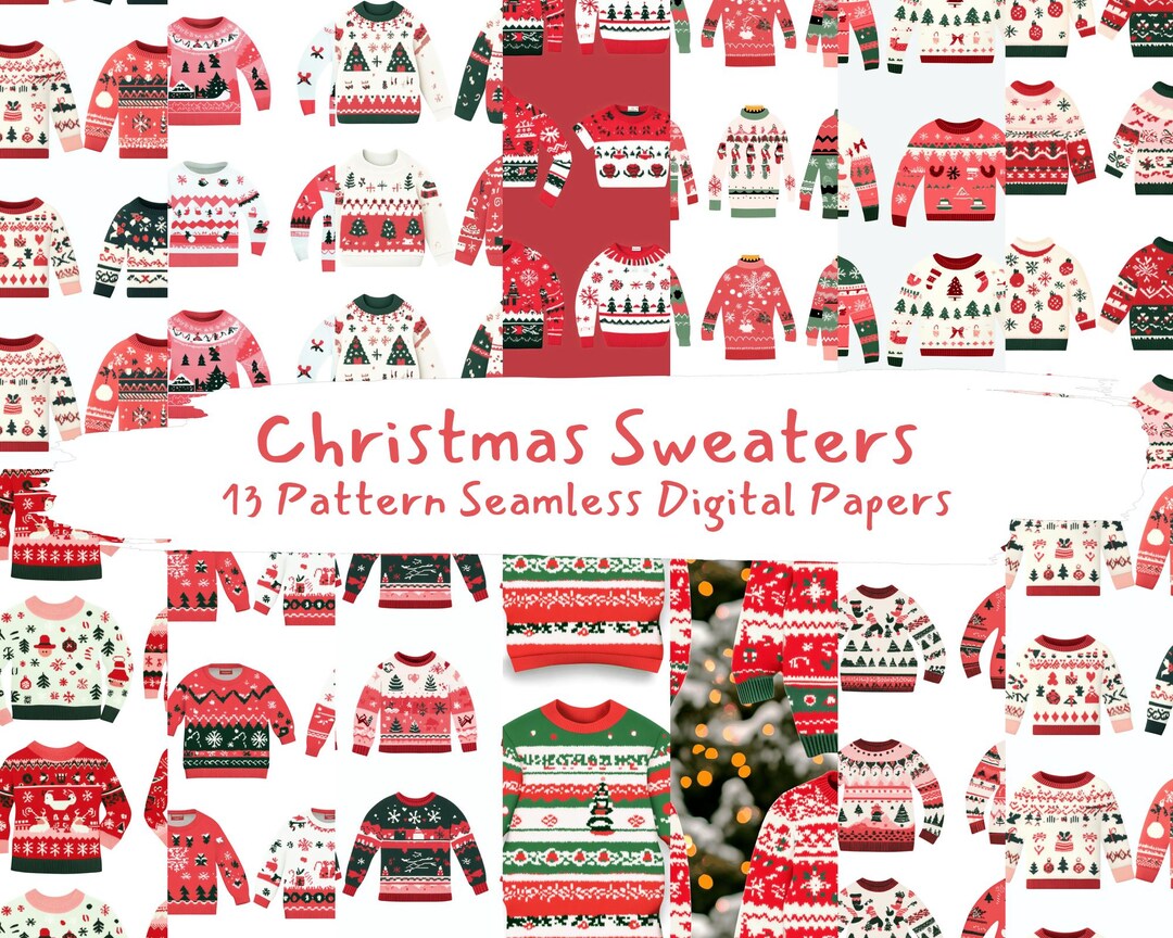 Christmas Sweaters Pattern Seamless Digital Papers - Printable ...