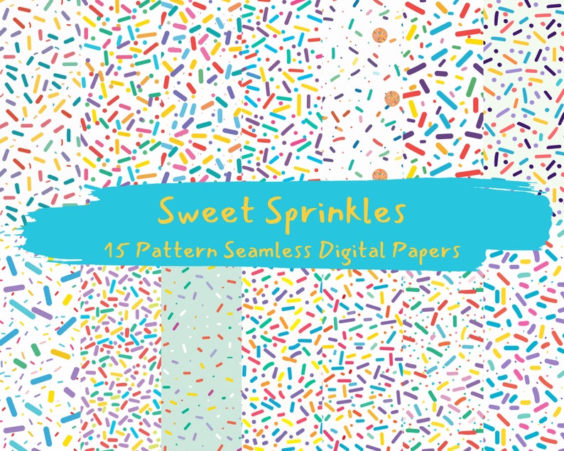 Sweet Sprinkles Pattern Seamless Digital Papers Printable Scrapbook ...