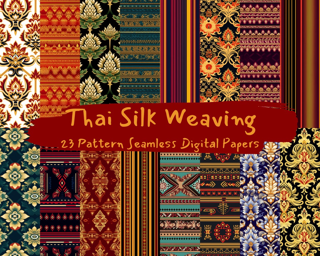 Thai Silk Weaving Pattern Seamless Digital Papers - Tile Patterns ...