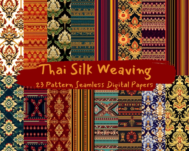 Thai Silk Weaving Pattern Seamless Digital Papers Tile Patterns ...