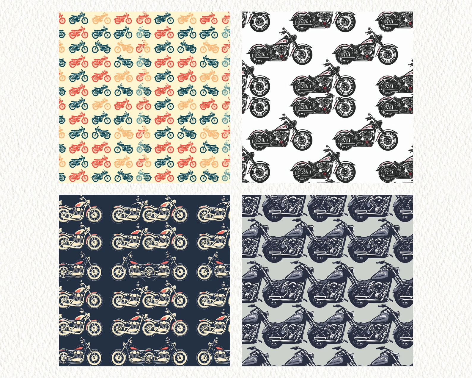 Motorcycle Pattern Seamless Digital Papers - Printable Scrapbook Paper ...