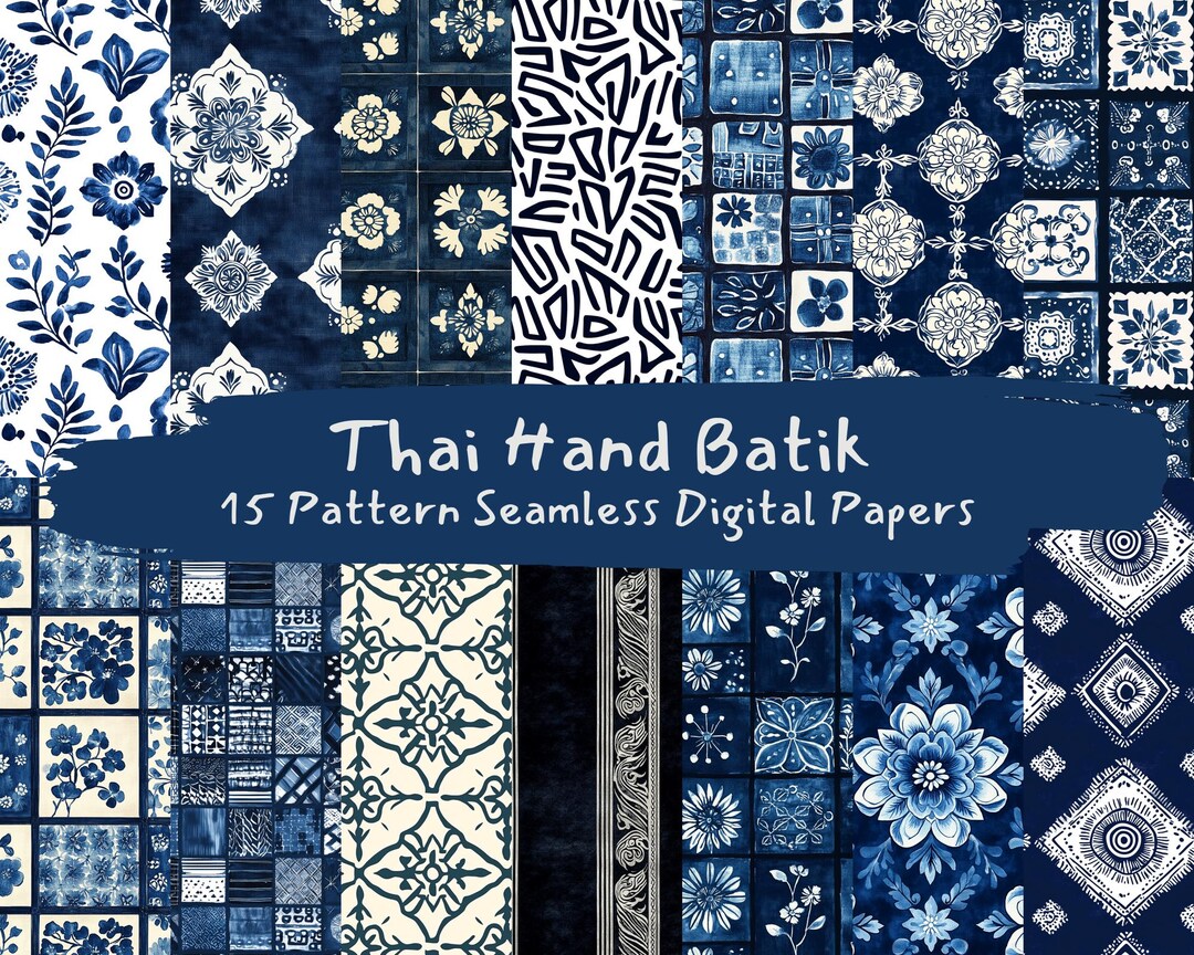 Thai Hand Batik Pattern Seamless Digital Papers - Printable Scrapbook ...
