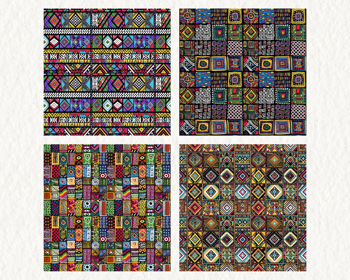 Zulu Triba Pattern Seamless Digital Papers - Printable Scrapbook Paper ...