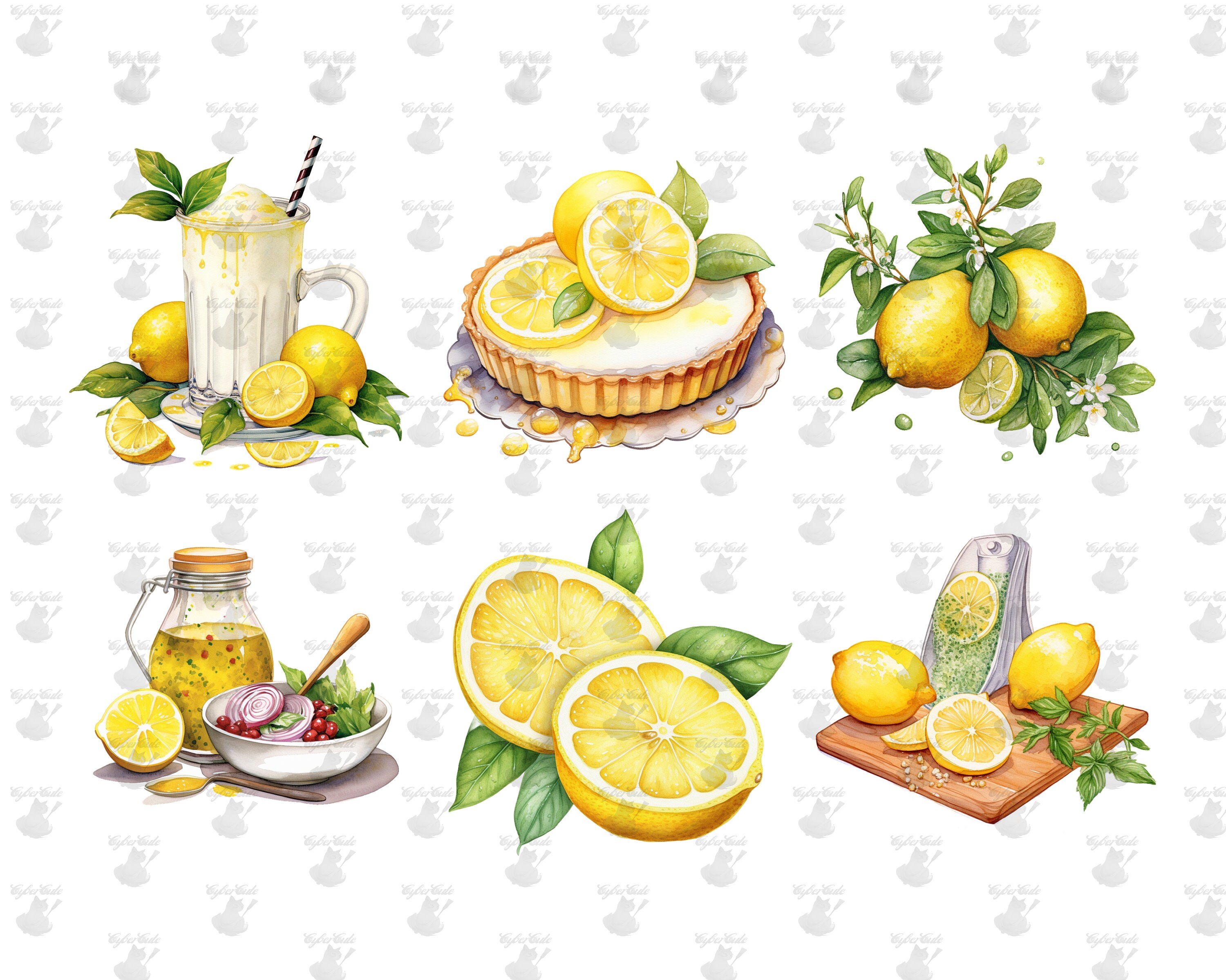 Summer in Italy Lemon Digital Clip Art Graphics in PNG - Etsy
