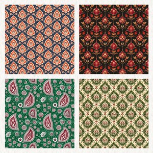 Indian Henna Blossoms Pattern Seamless Digital Papers - Printable ...