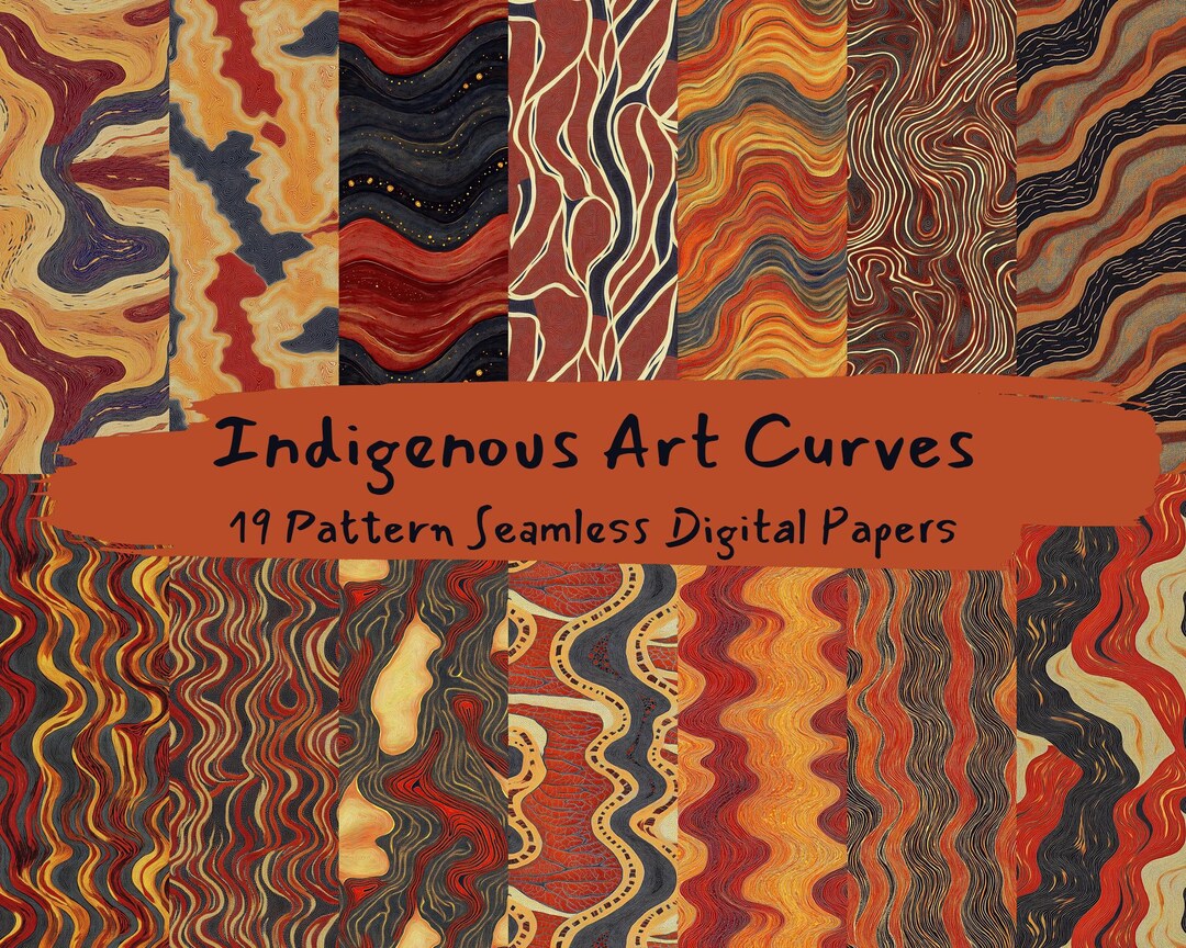 Indigenous Art Curves Pattern Seamless Digital Papers - Printable ...