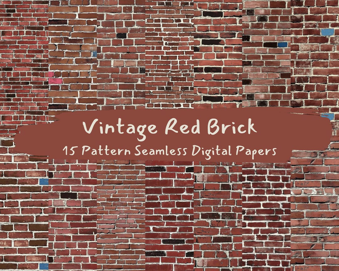 Vintage Red Brick Pattern Seamless Digital Papers - Printable Scrapbook ...