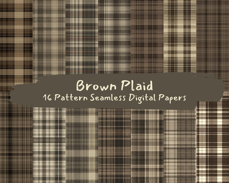Brown Plaid Pattern Seamless Digital Papers - Printable Scrapbook Paper ...