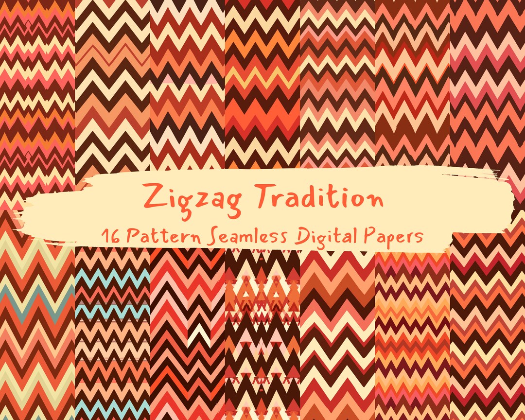 Zigzag Tradition Pattern Seamless Digital Papers - Printable Scrapbook ...