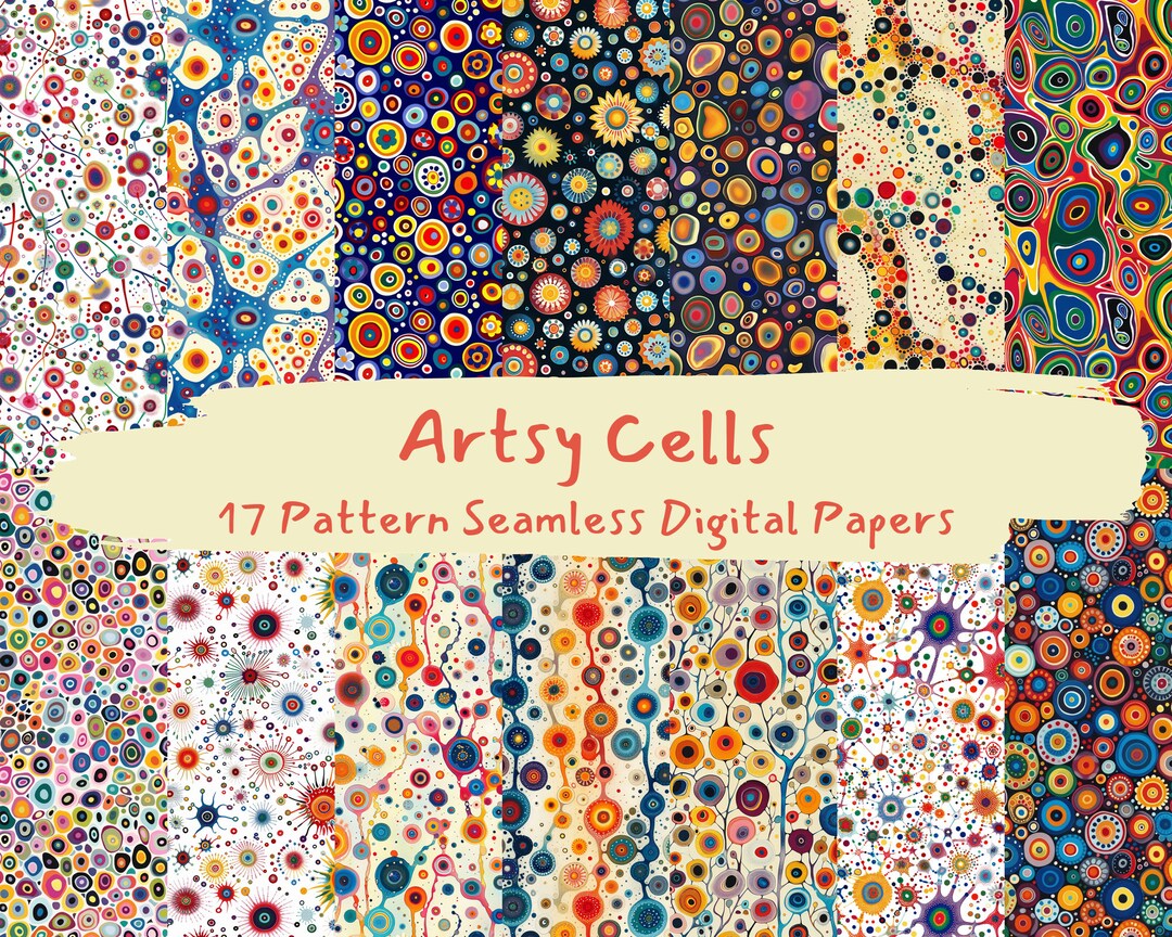 Artsy Cells Pattern Seamless Digital Papers - Printable Scrapbook Paper ...