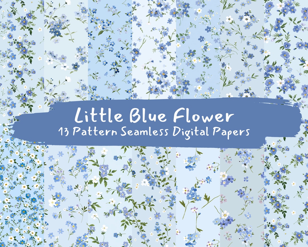 Little Blue Flower Pattern Seamless Digital Papers - Printable ...