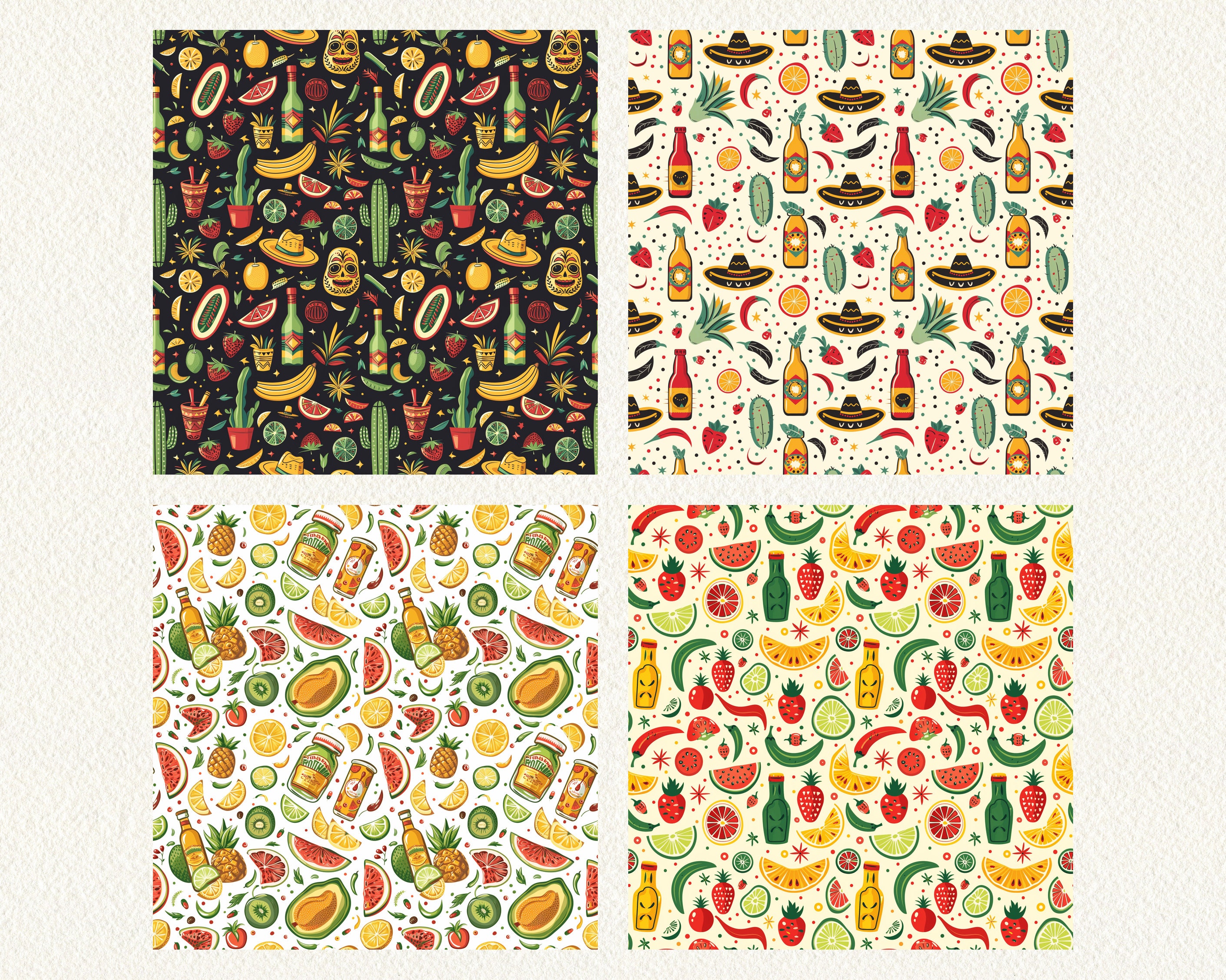 Cinco De Mayo Pattern Seamless Digital Papers - Printable Scrapbook ...