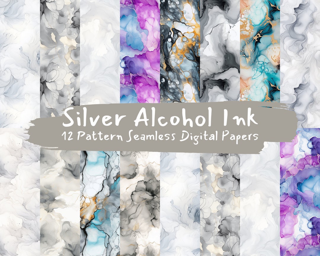 Silver Alcohol Ink Pattern Seamless Digital Papers - Tile Patterns ...