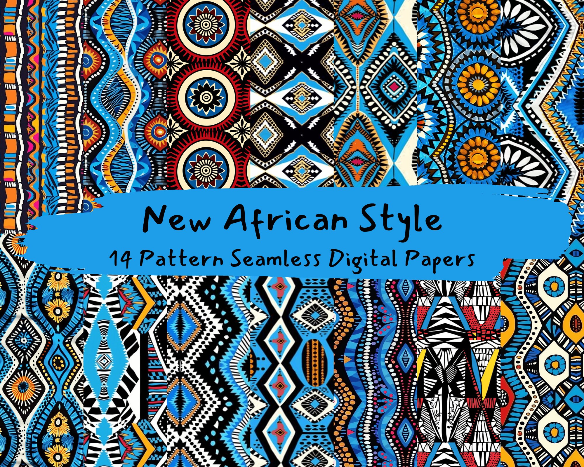 New African Style Pattern Seamless Digital Papers Printable Scrapbook ...