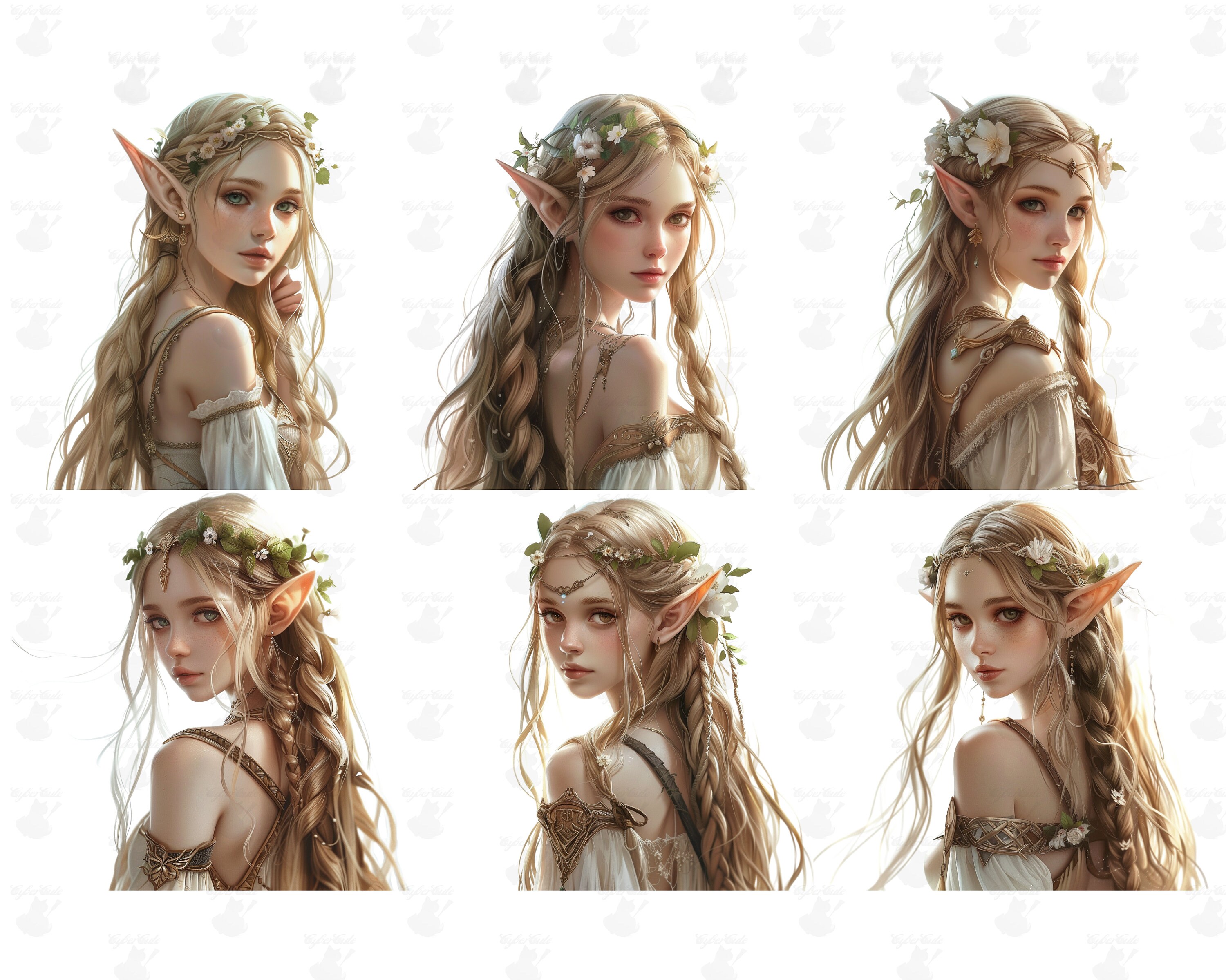 Elf Girl Digital Printable Clipart Bundle in PNG Format Transparent ...