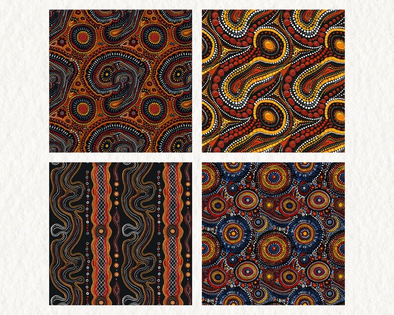 Aboriginal Dot Art Pattern Seamless Digital Papers Printable Scrapbook ...