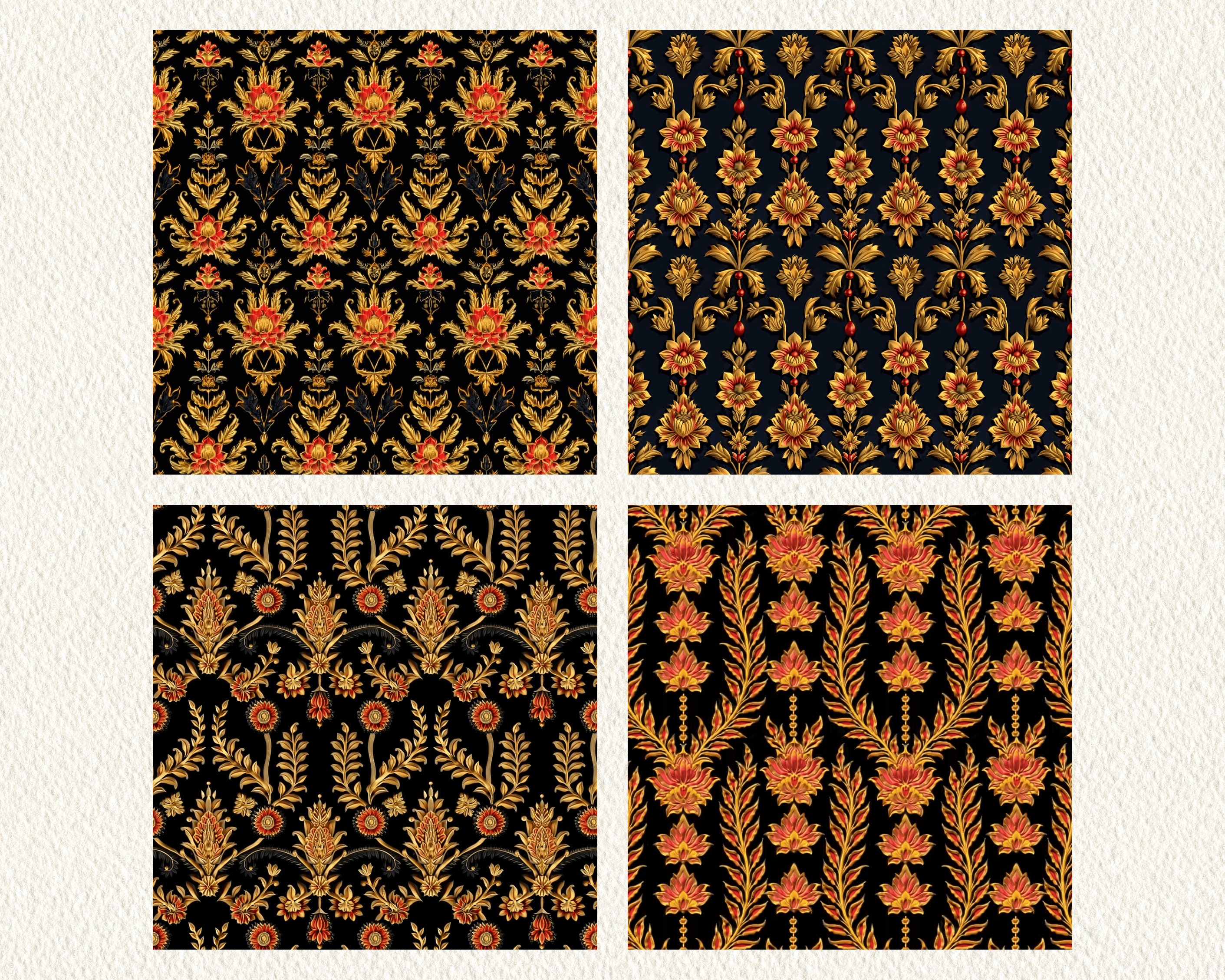 Indian Gold Border Pattern Seamless Digital Papers - Printable ...