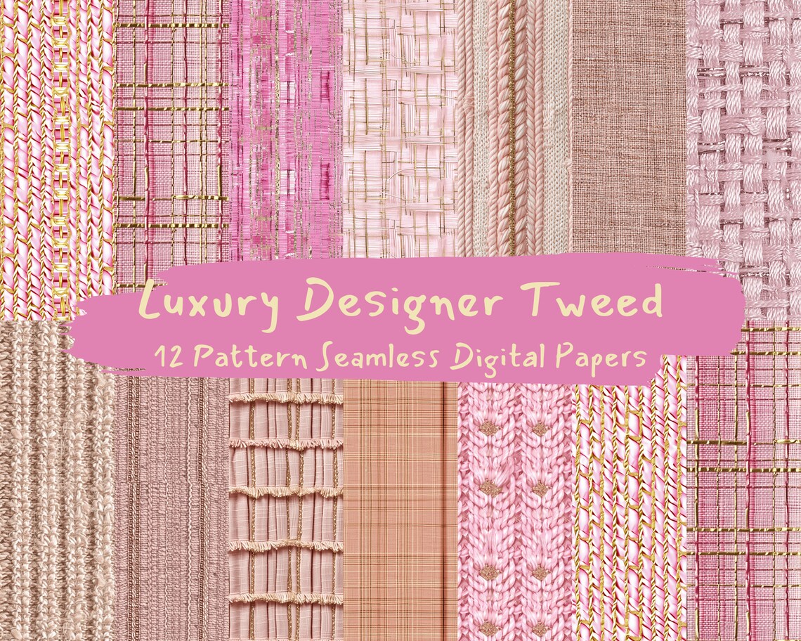 Luxury Designer Tweed Pattern Seamless Digital Papers - Printable ...
