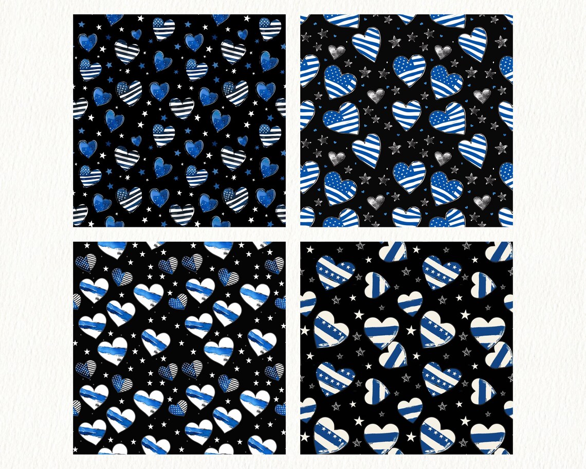 Police Tribute Pattern Seamless Digital Papers - Printable Scrapbook ...