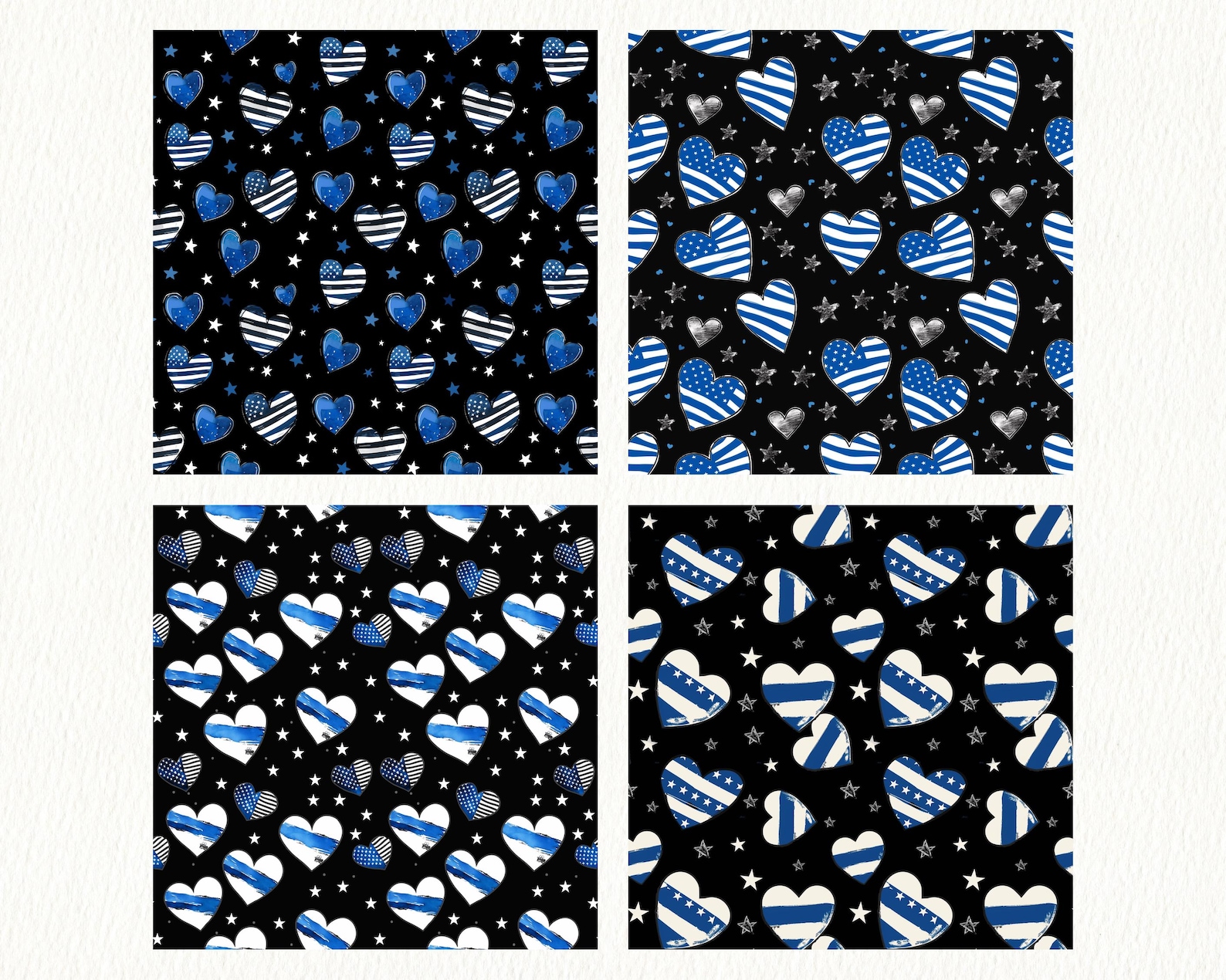 Police Tribute Pattern Seamless Digital Papers - Printable Scrapbook ...