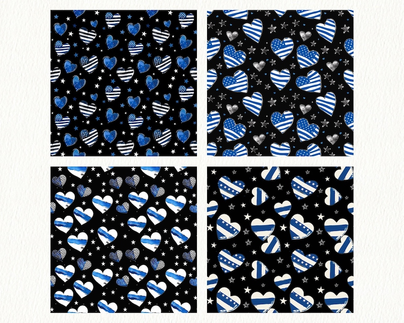 Police Tribute Pattern Seamless Digital Papers - Printable Scrapbook ...