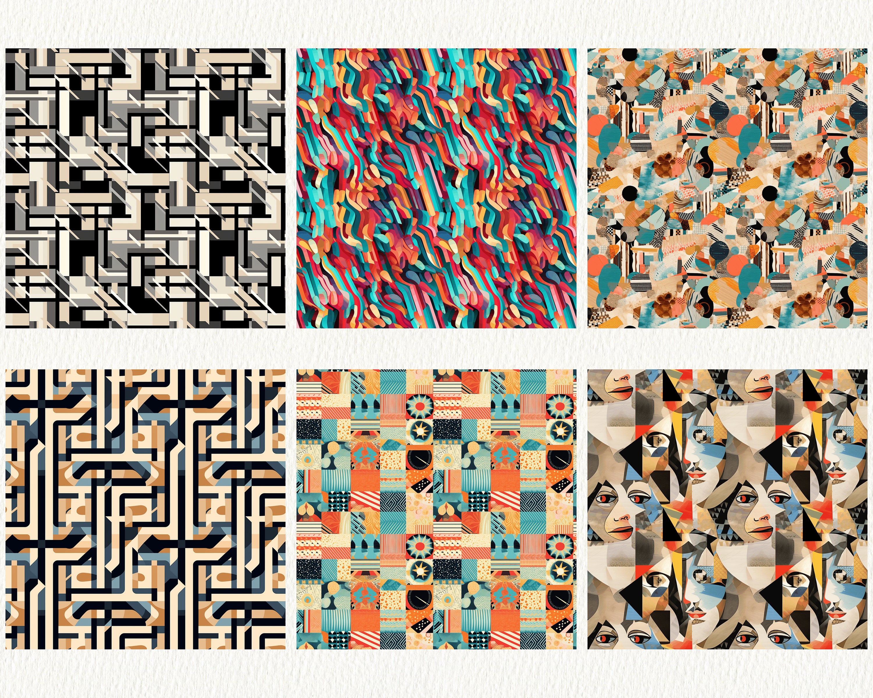 Collage Pattern Digital Papers Seamless Tile Patterns Printable ...