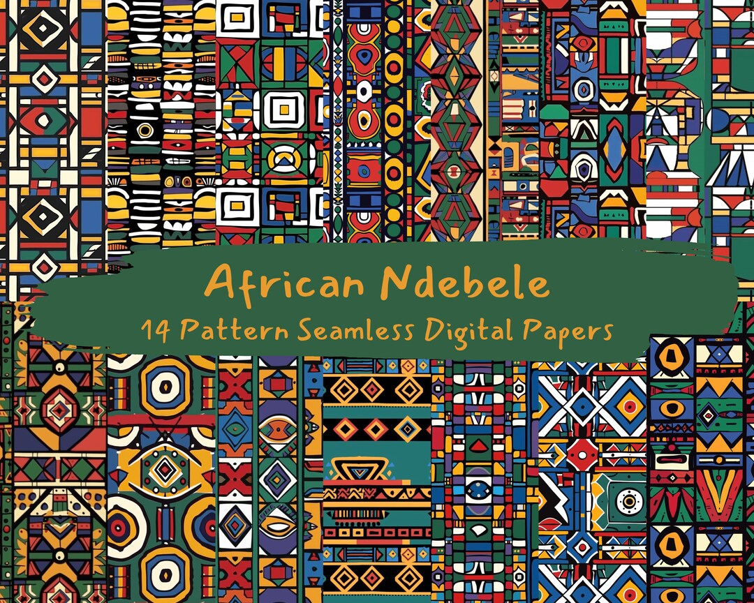 African Ndebele Pattern Seamless Digital Papers - Printable Scrapbook ...