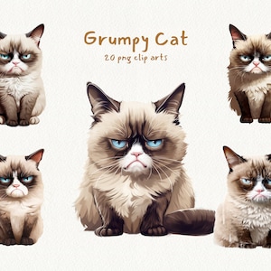Grumpy Cat, Digital Printable Clip Art Graphics in PNG Format ...