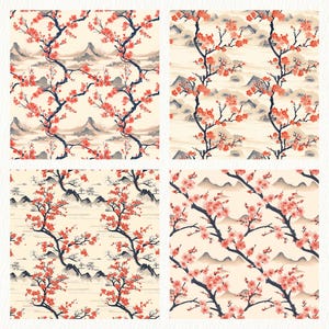 Japanese Floral Pattern Seamless Digital Papers - Printable Scrapbook ...