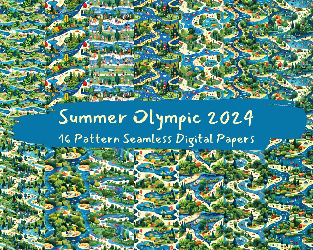 Summer Olympic 2024 Pattern Seamless Digital Papers Printable Scrapbook ...