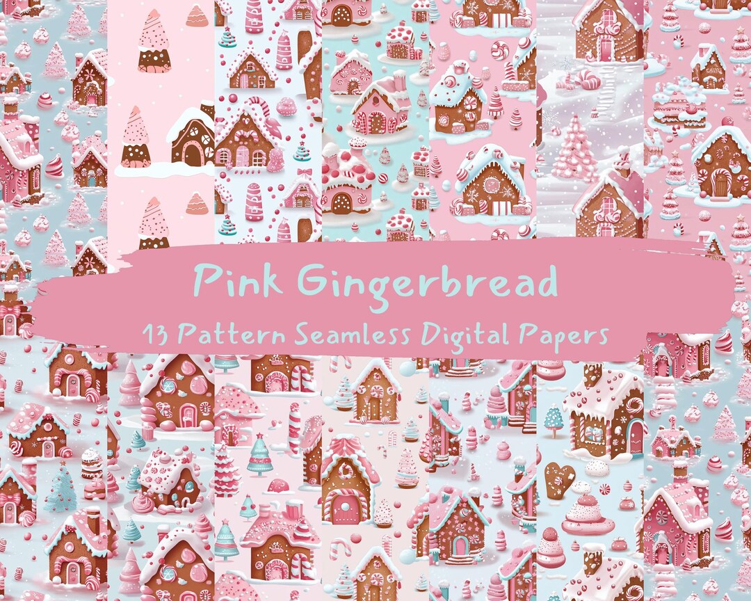 Pink Gingerbread Pattern Seamless Digital Papers - Printable Scrapbook ...