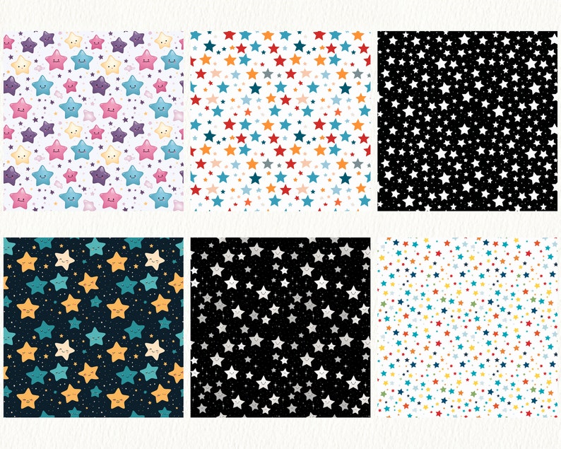 Cute Star Pattern Scrapbook Papers, Seamless Printable Patterns ...