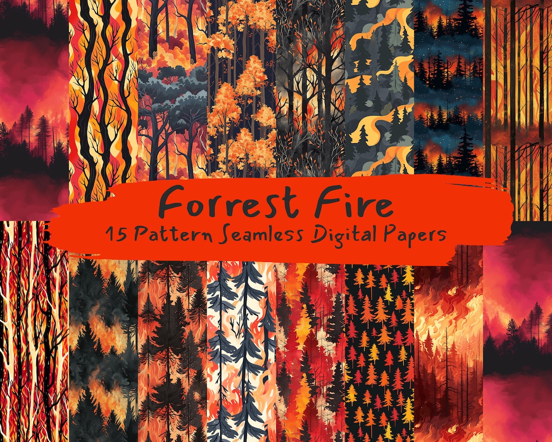 Forrest Fire Pattern Seamless Digital Papers - Tile Patterns Printable ...
