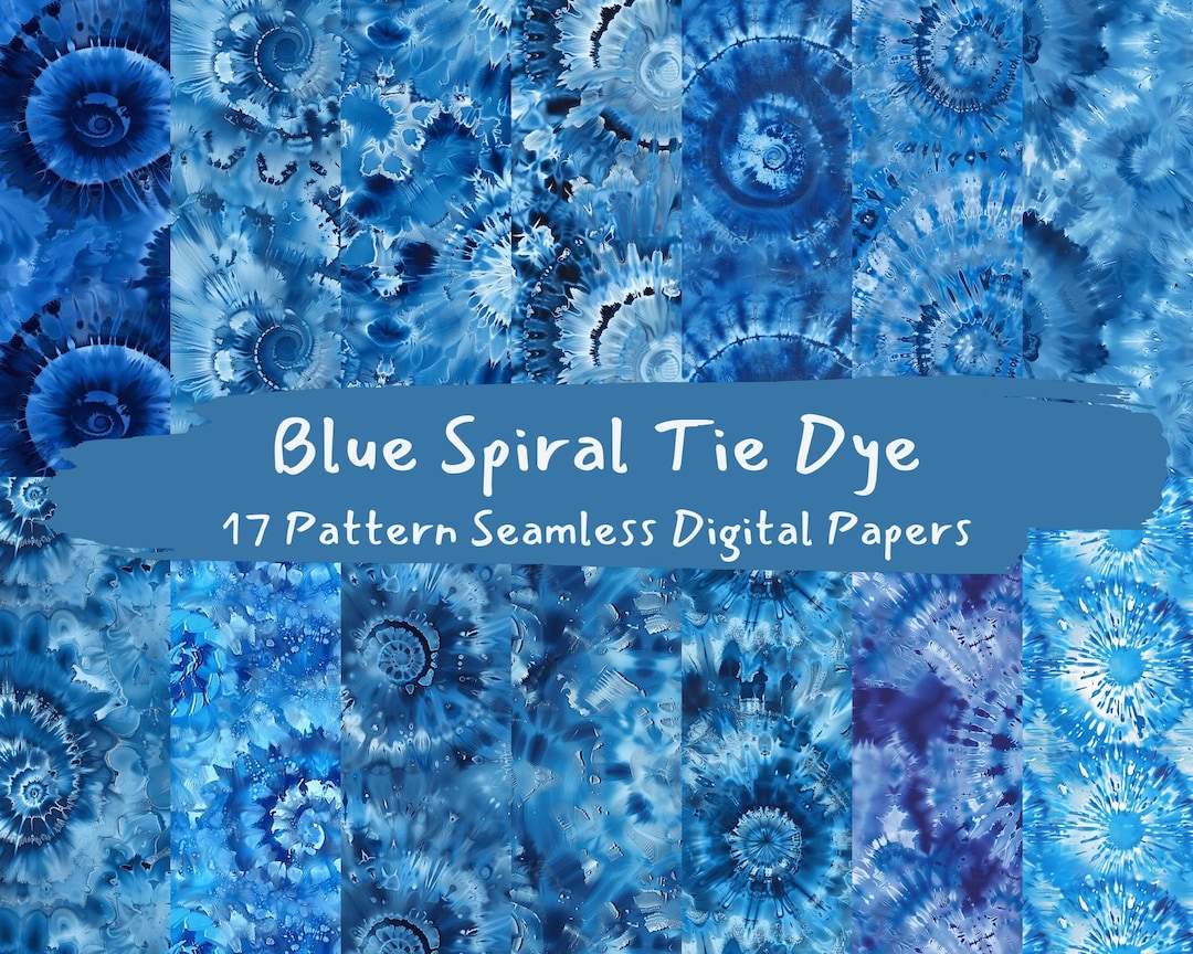 Blue Spiral Tie Dye Pattern Seamless Digital Papers - Printable ...