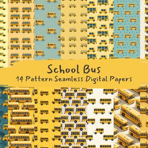 School Bus Pattern Seamless Digital Papers - Printable Scrapbook Paper ...