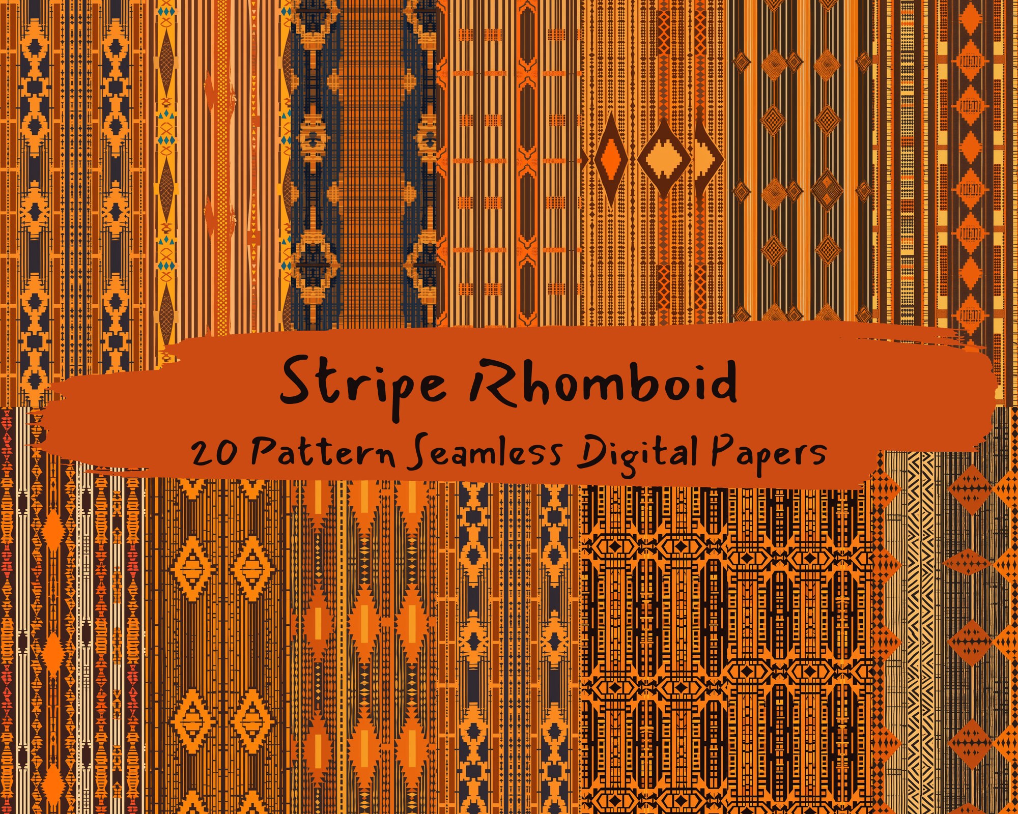 Stripe Rhomboid Pattern Seamless Digital Papers - Printable Scrapbook ...