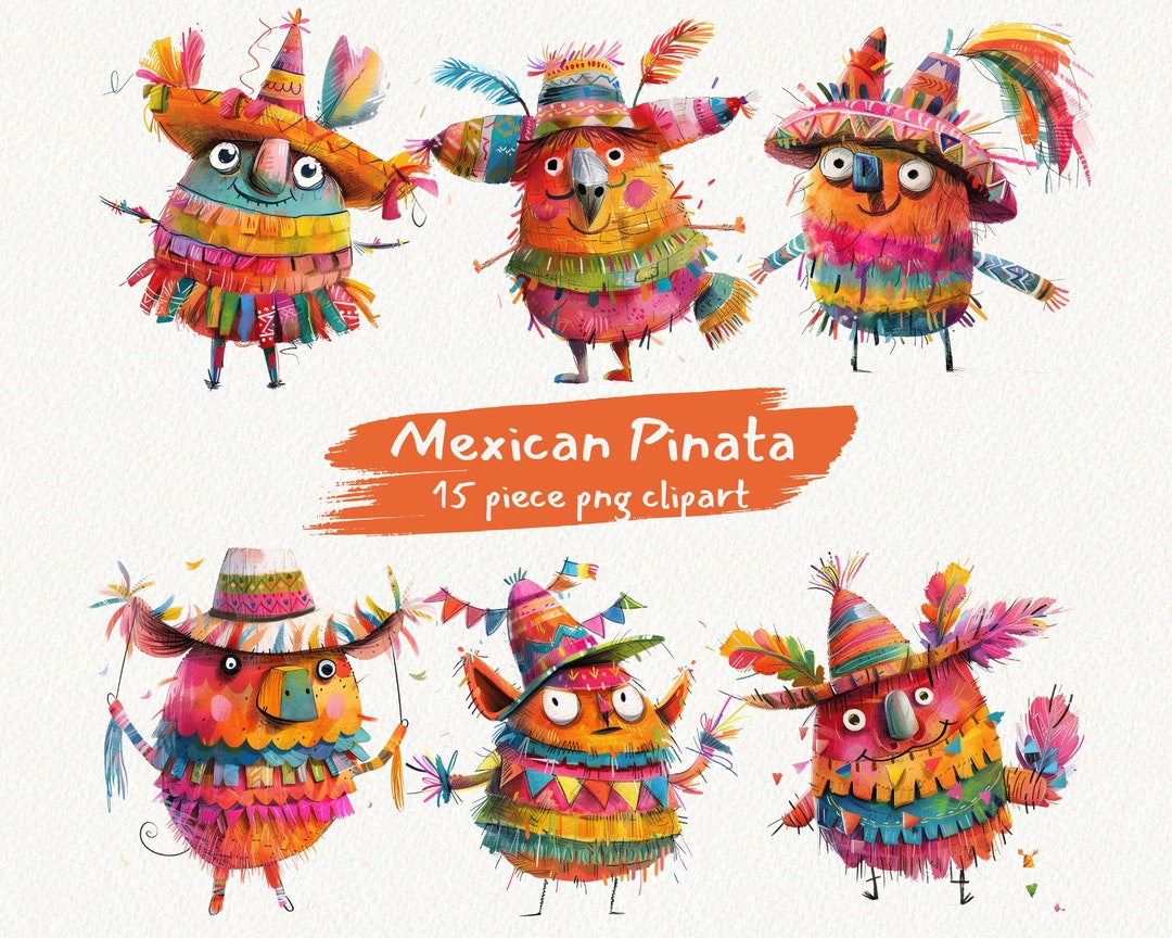 Mexican Pinata Digital Printable Clipart Bundle in PNG Format ...