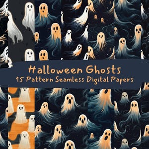 Halloween Ghosts Pattern Seamless Digital Papers - Printable Scrapbook ...