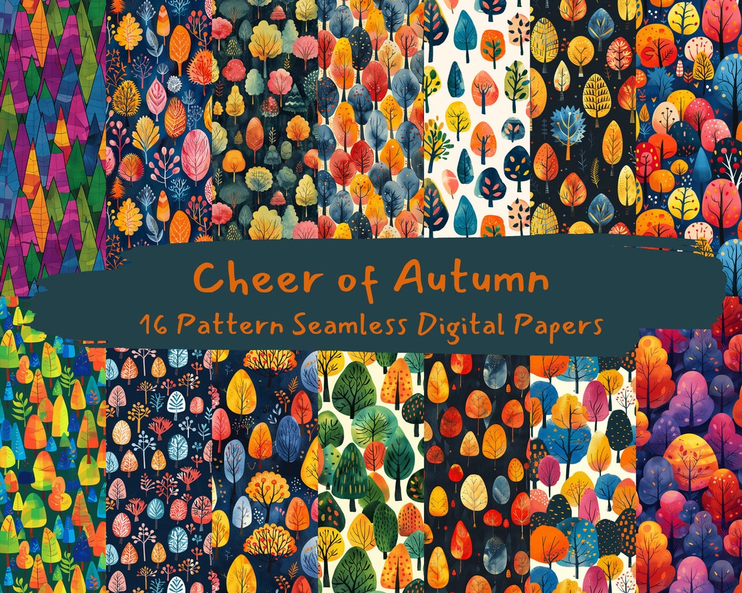 Cheer of Autumn Pattern Seamless Digital Papers - Printable Scrapbook ...